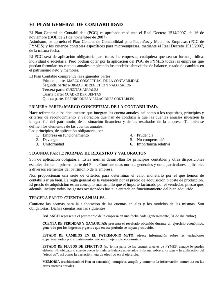 Plan General Contable | PDF | Contabilidad | Estado financiero