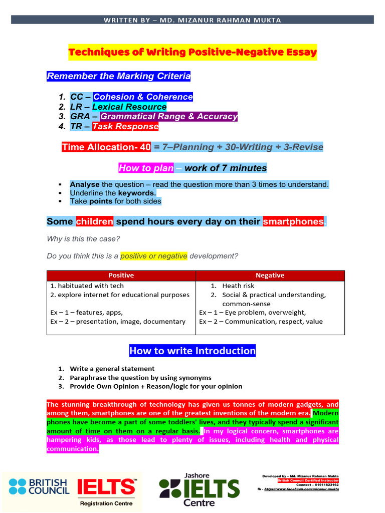 Positive-Negative Essay Writing Guide | PDF