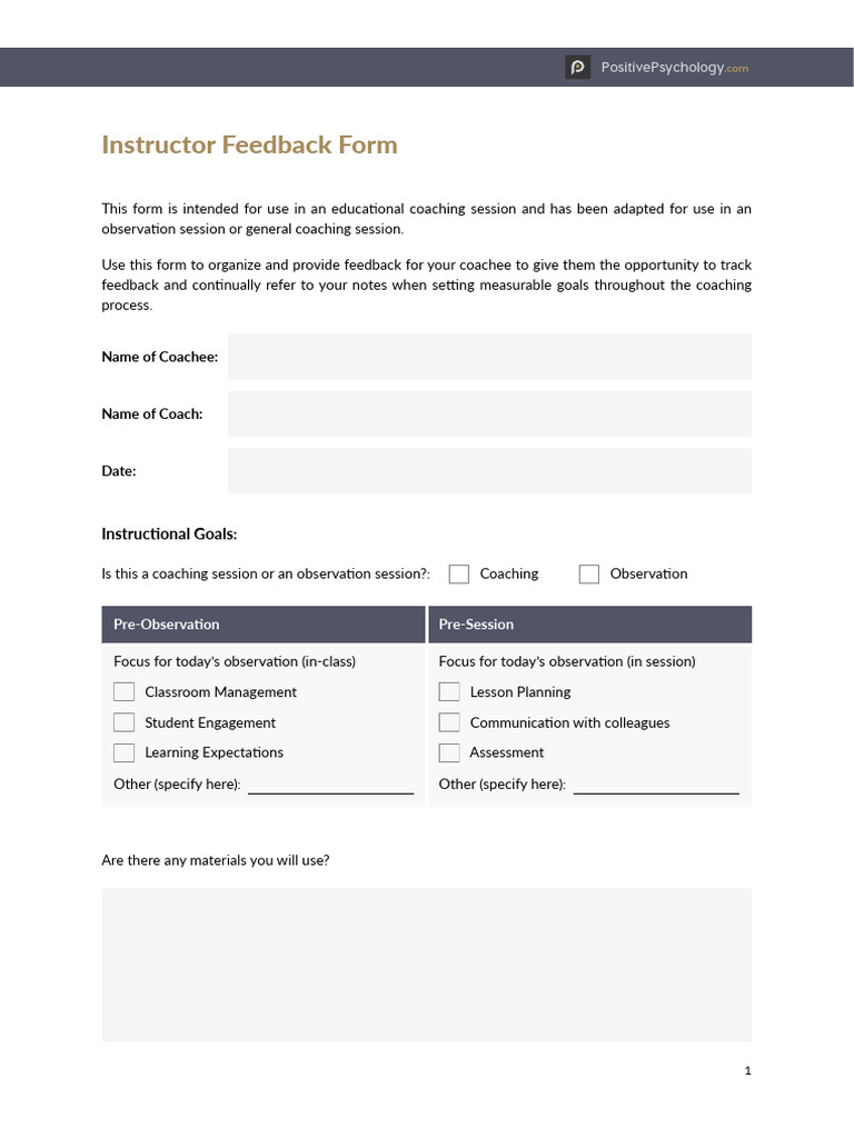 Instructor Feedback Form | PDF | Career & Growth | Self-Improvement