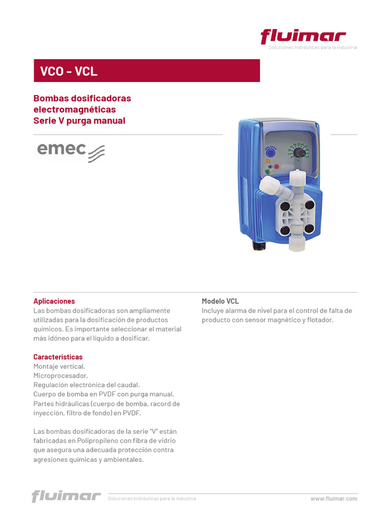 Bombas Dosificadoras Serie V: Características y Aplicaciones | PDF | Dieléctrico