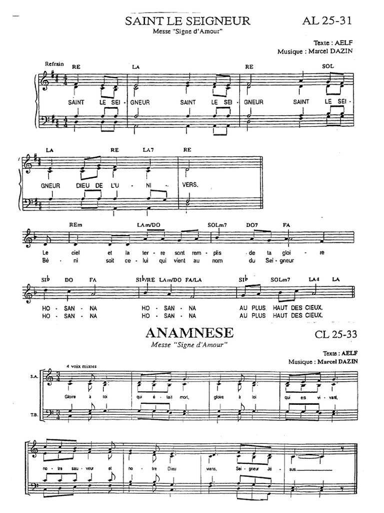 Messe Signe D'amour Sanctus Anamn | PDF