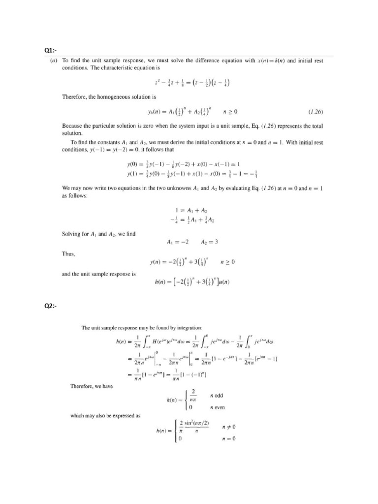 DSP Assignment 2 Book Solutions | PDF
