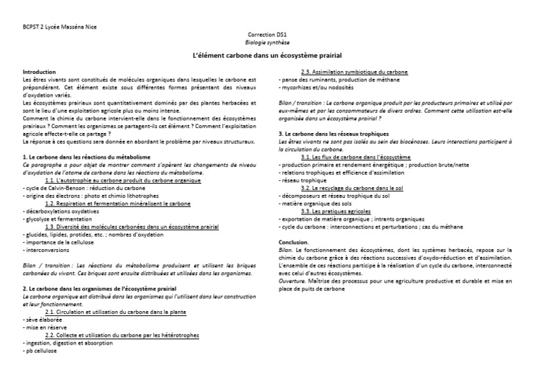 Le Carbone dans les Écosystèmes Prairiaux | PDF | Réseau trophique ...