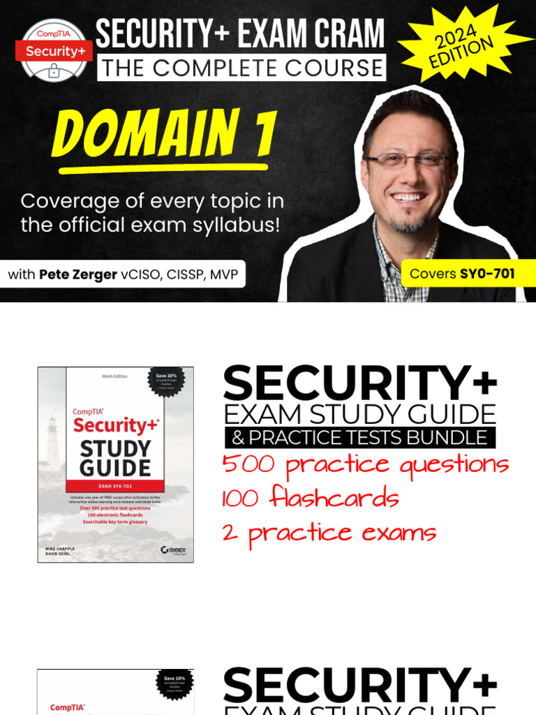 Security Plus SY0-701 Domain 1 Handout | PDF | Computer Access Control | Public Key Certificate