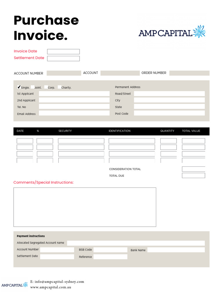 AMP CAPITAL - Purchase Invoice | PDF