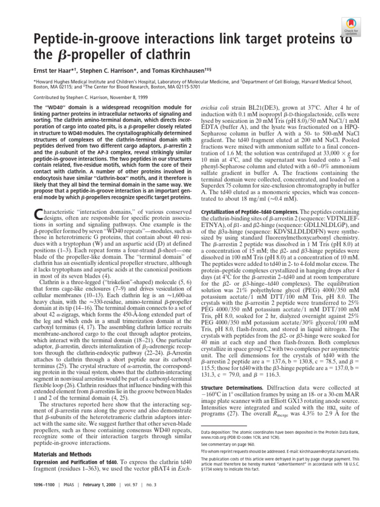 Peptide-In-Groove Interactions Link Target Proteins Totheb-Propeller of ...