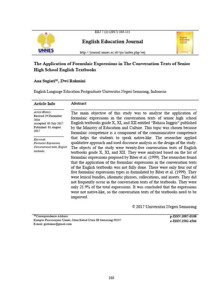 Formulaic Expressions IN TEXTBOOKS | PDF | English Language | Verb