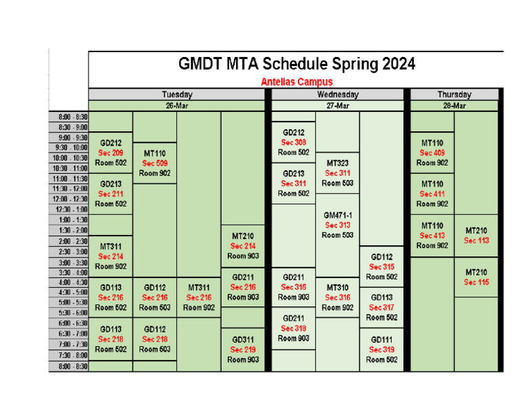 2023-2024 Spring - MTA Schedule - GMDT (Antelias) | PDF