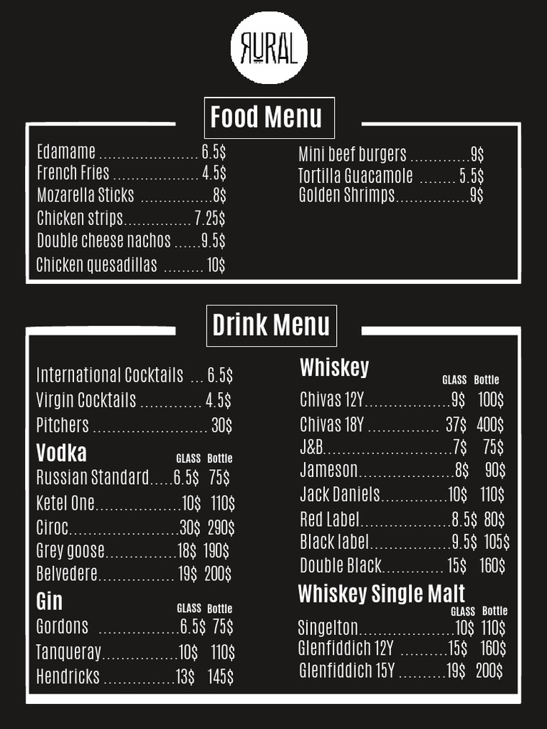 Urban Menu Update 5-4-2023 | PDF | Alcoholic Drinks | Distilled Drinks
