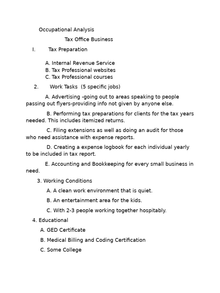 Occupational Analysis | PDF