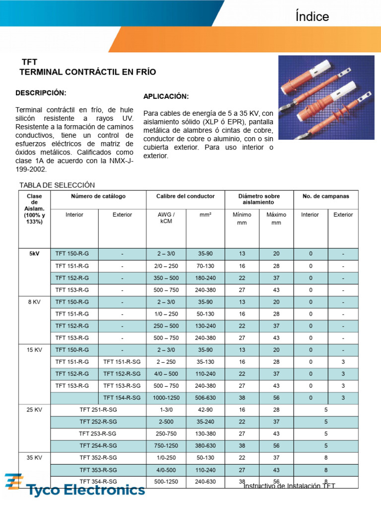 Terminales de Media Tensión Raychem | PDF | Conductor electrico ...