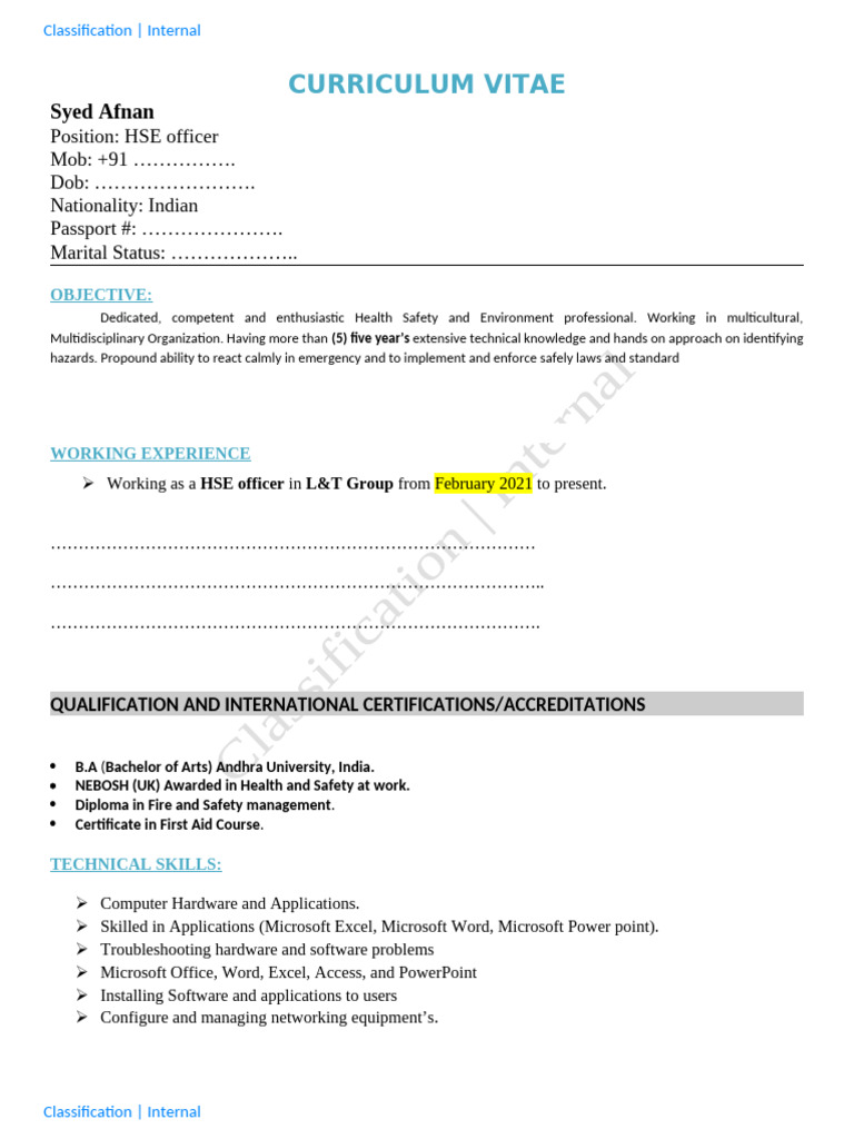Syed Afnan CV | PDF | Career & Growth | Business