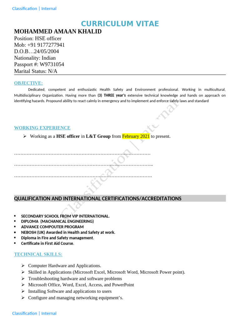 AMAAN_CV_(1)[1] | PDF