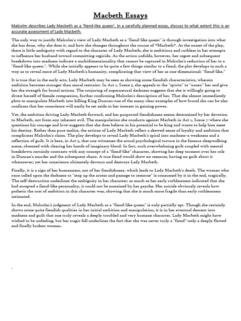 Macbeth Essays | PDF | Macbeth