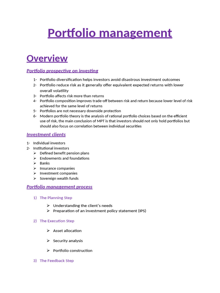 6-Portfolio management | PDF | Investment Fund | Capital Asset Pricing ...
