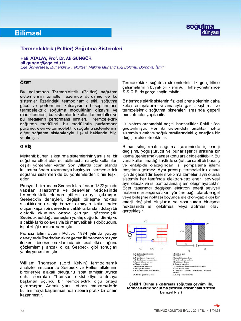 54 Bilimsel Termoelektrik (Peltier) Soğutma Sistemleri | PDF