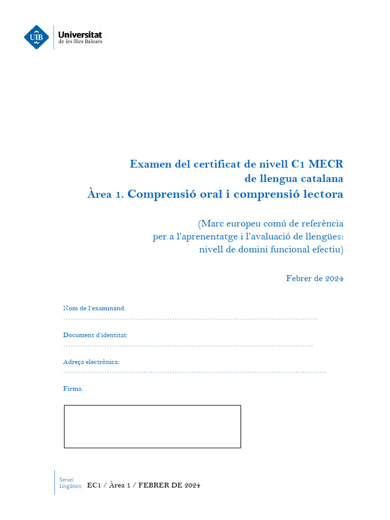 Prova Català C1 (Febrer 2024) | PDF