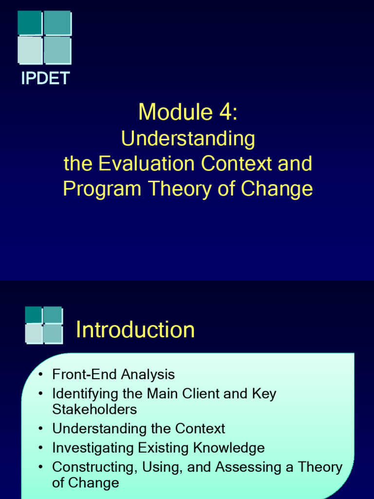 Evaluation Context & Theory of Change | PDF | Evaluation | Cognition