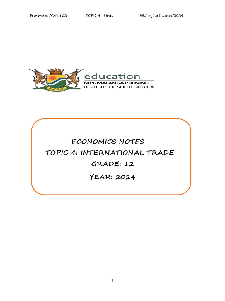 Topic 4 International Trade 2024 | PDF | Exchange Rate | Balance Of ...
