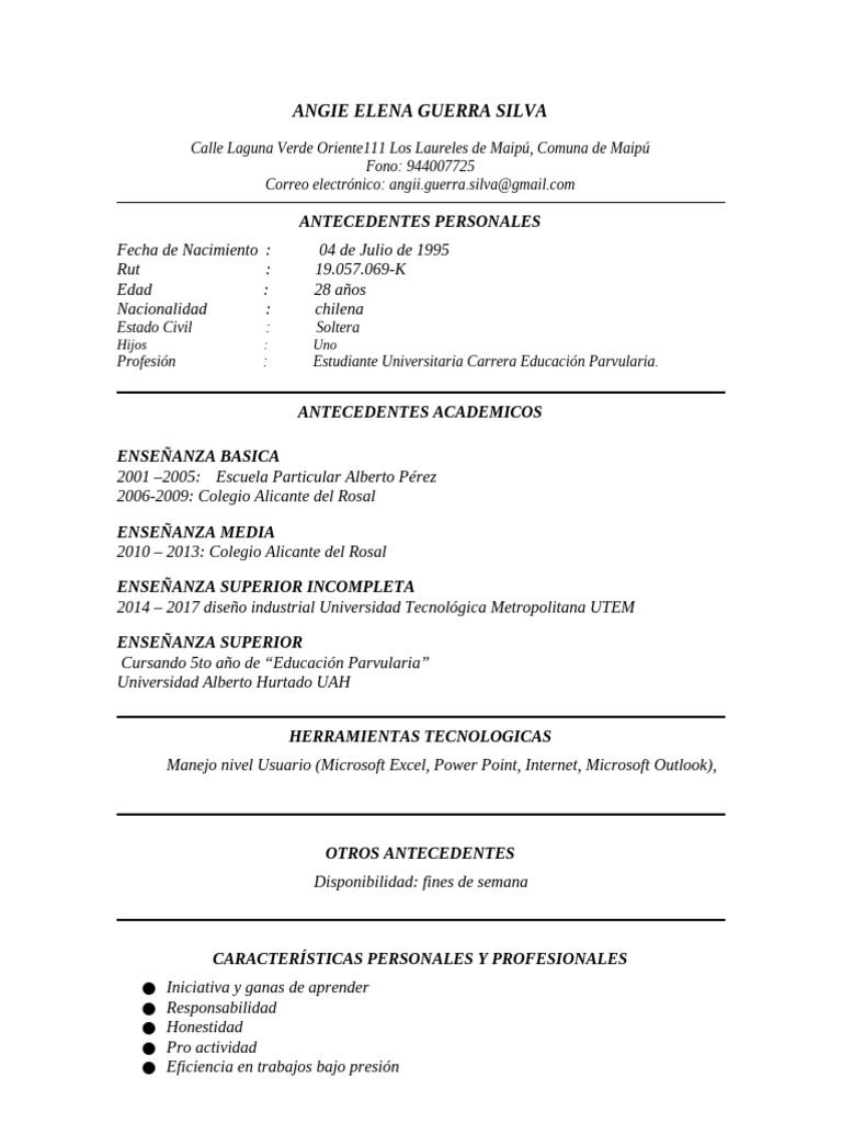 Currículum Angie 2024 | PDF | Educación de la primera infancia