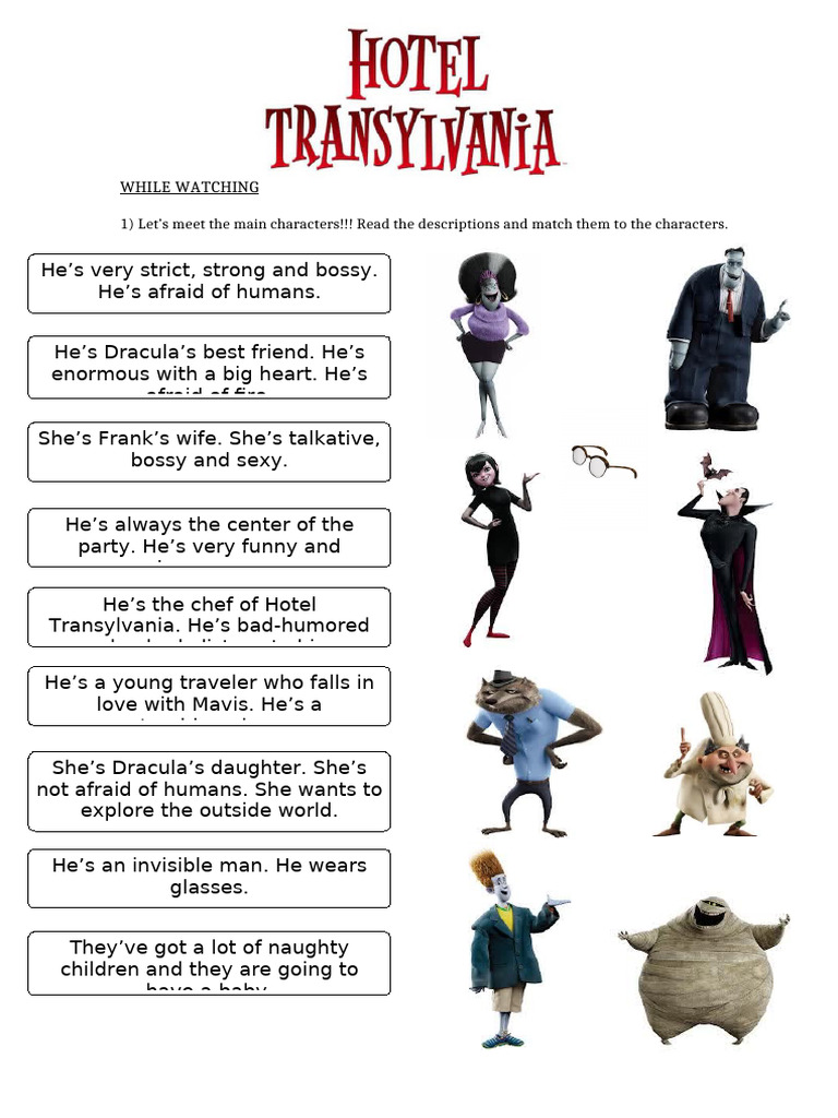 Hotel Transylvania Picture Description Exercises - 65964 | PDF
