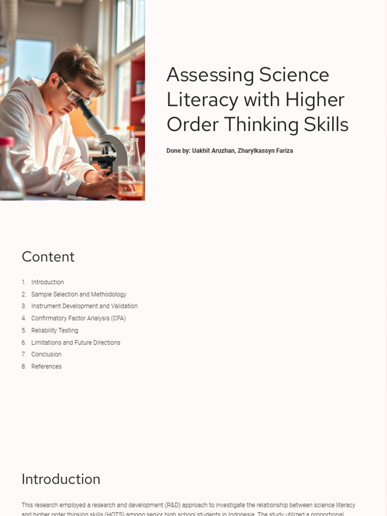 Assessing Science Literacy With Higher Order Thinking Skills - Cropped ...