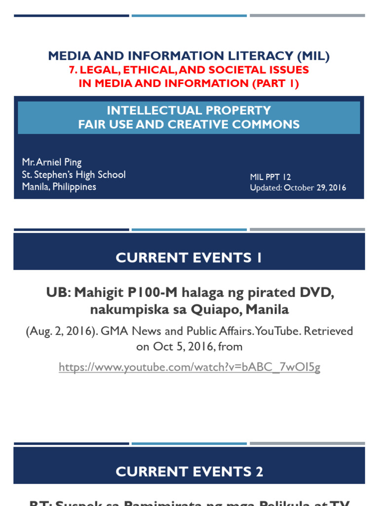 Legal Ethical and Societal Issues in Media and Information Part 1 ...