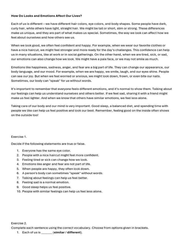 How Do Looks and Emotions Affect Our Lives | PDF | Feeling | Emotions