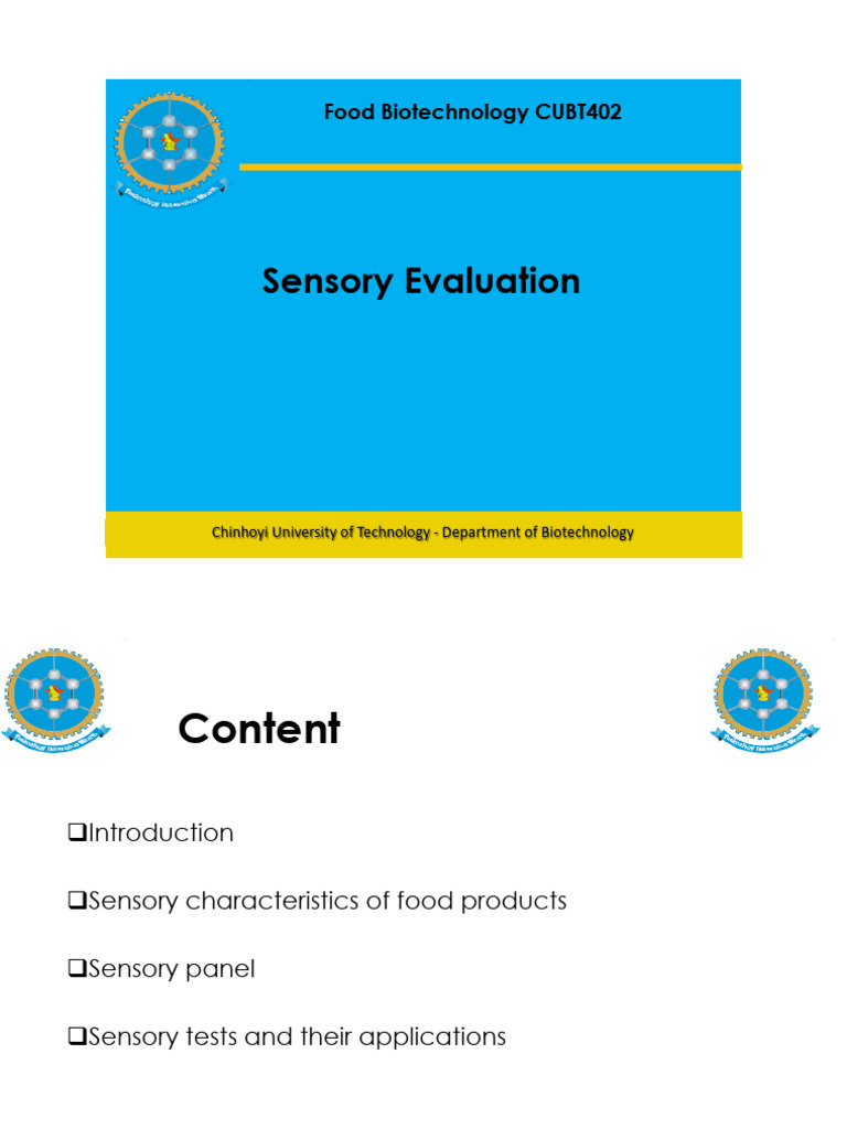 Sensory Evaluation in Food Biotechnology | PDF | Taste | Senses