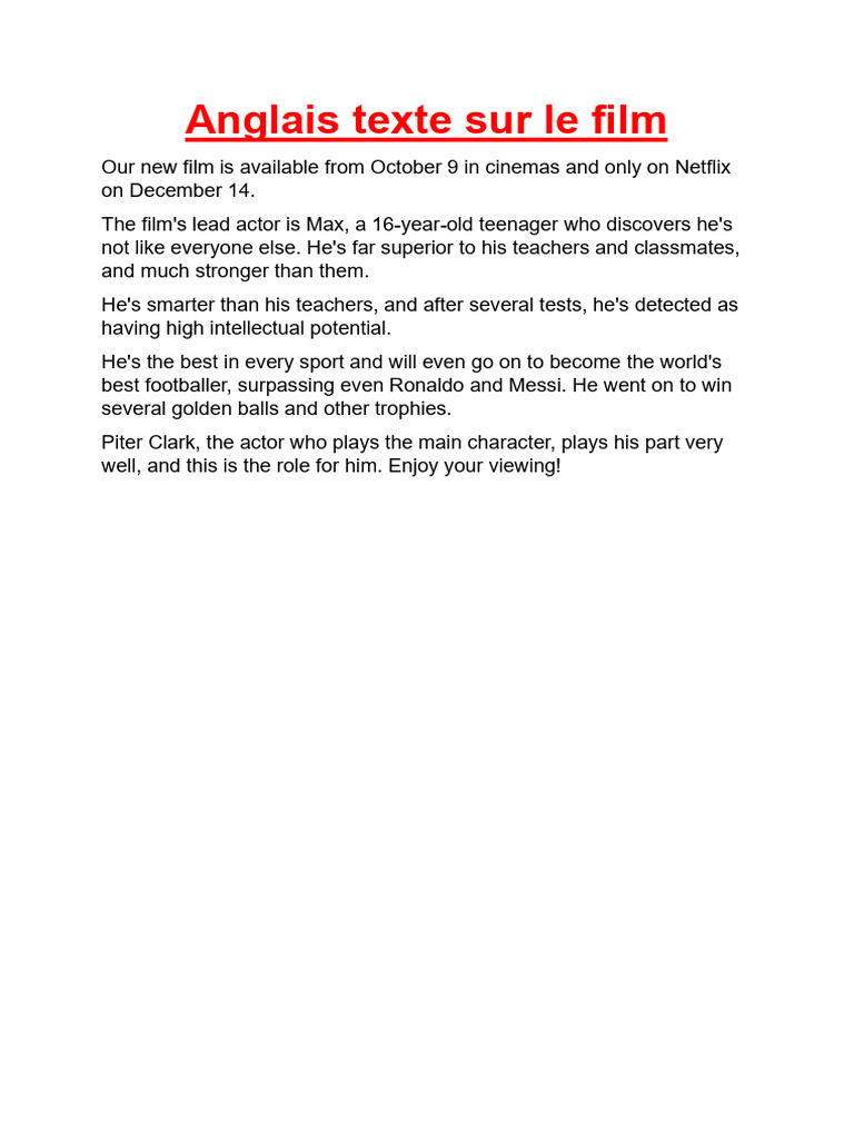 Texte Oral 1 Anglais 2D | PDF