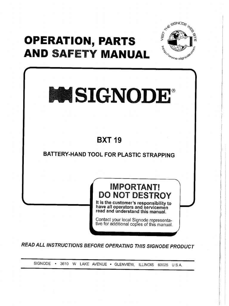 Signode BXT 19 Manual11 2005 | PDF