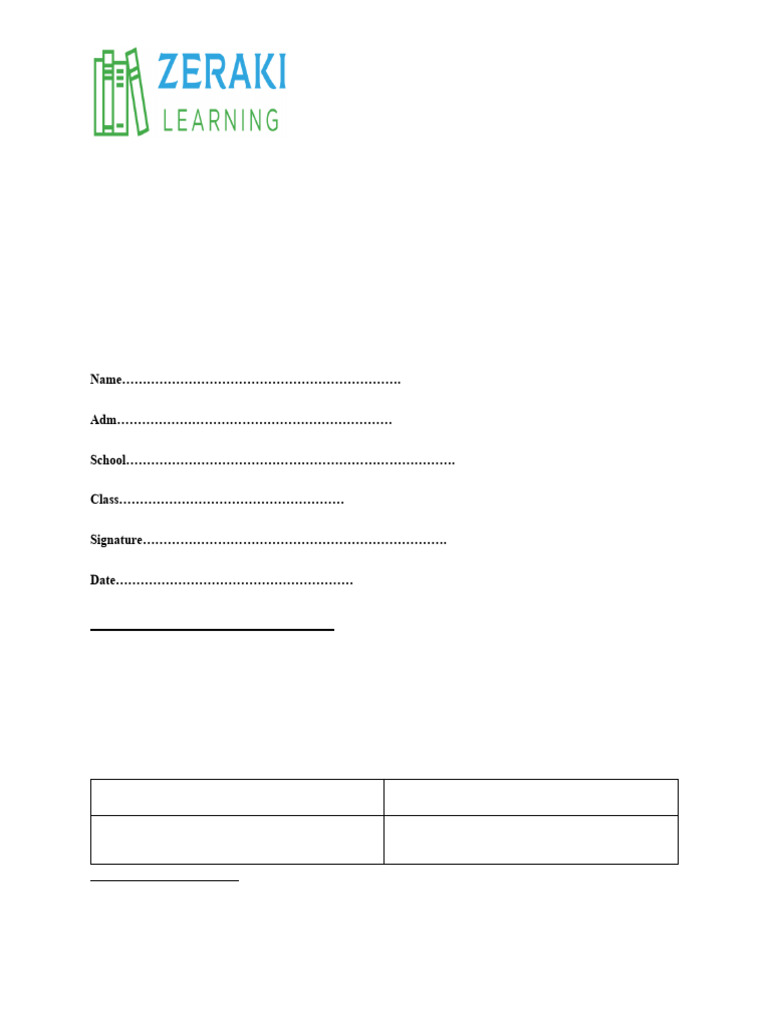 Physics Form 1 - Zeraki Achievers 2.0 - Marking Scheme | PDF | Weight ...