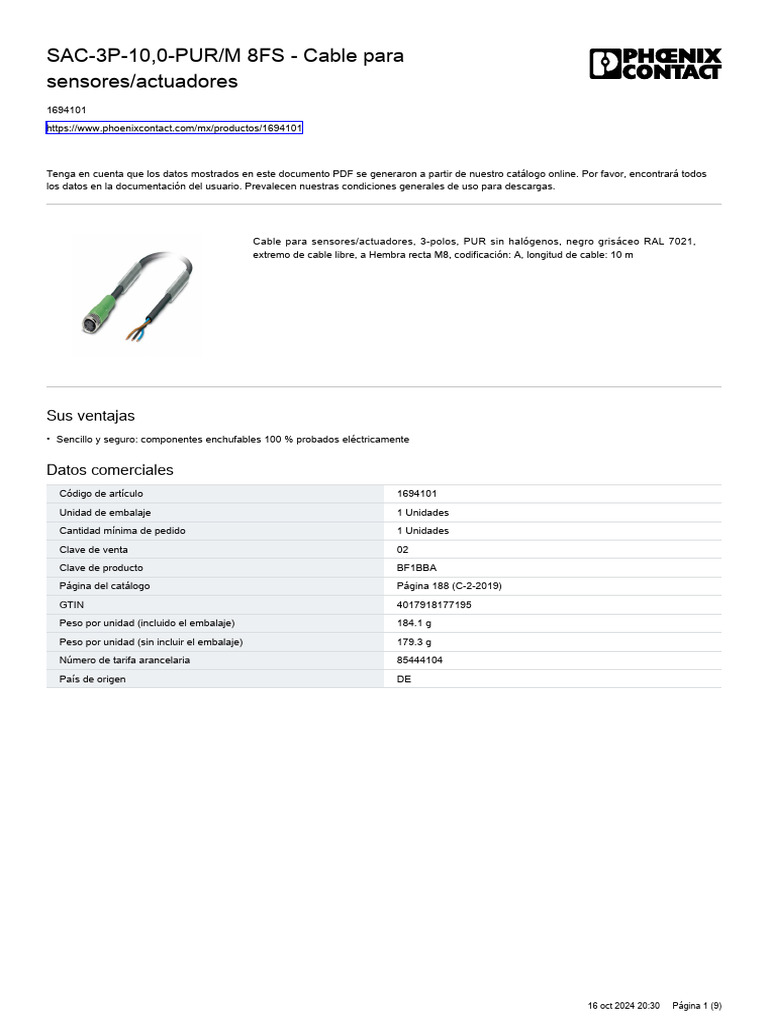 Phoenix Contact 1694101 | PDF | Conector eléctrico | Ingenieria Eléctrica
