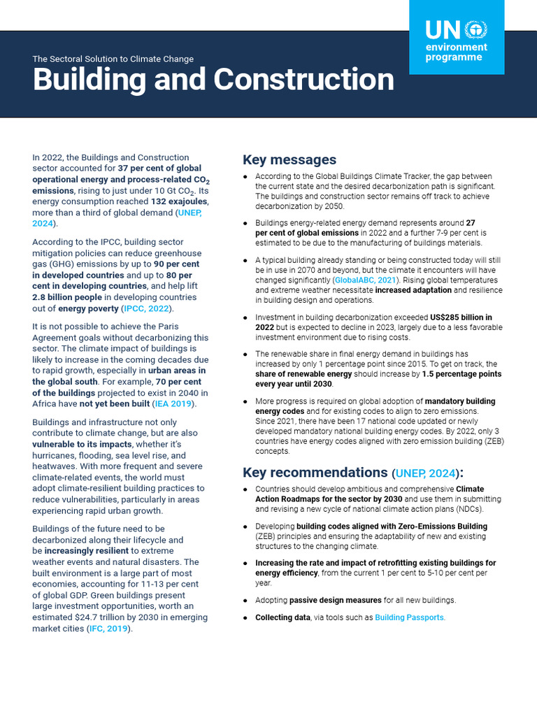 Building and Construction Factsheet | PDF | Climate Change Mitigation ...