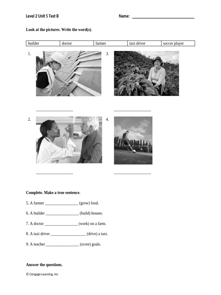 Level 2 Unit 5 Test B Overview | PDF | Career & Growth | Teaching ...