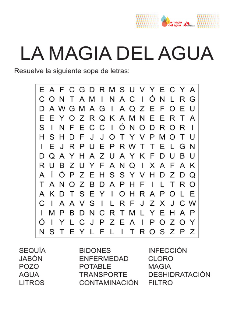 Sopa de Letras: Conceptos del Agua | PDF