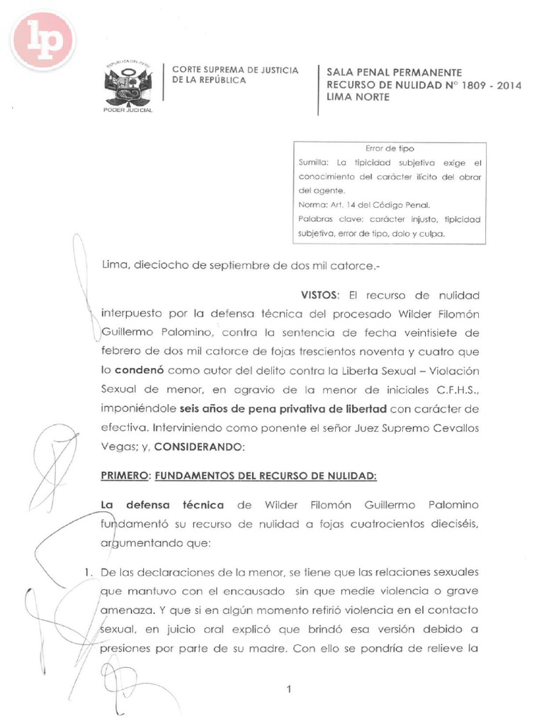 R.N.-1809-2014-Lima-Norte-Legis - Pe - Fuerza Fisica Irresistible | PDF