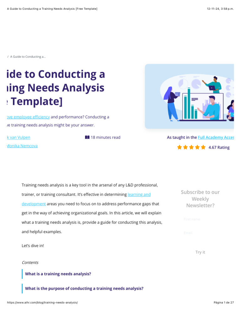 A Guide To Conducting A Training Needs Analysis (Free Template) | PDF | Goal | Employment