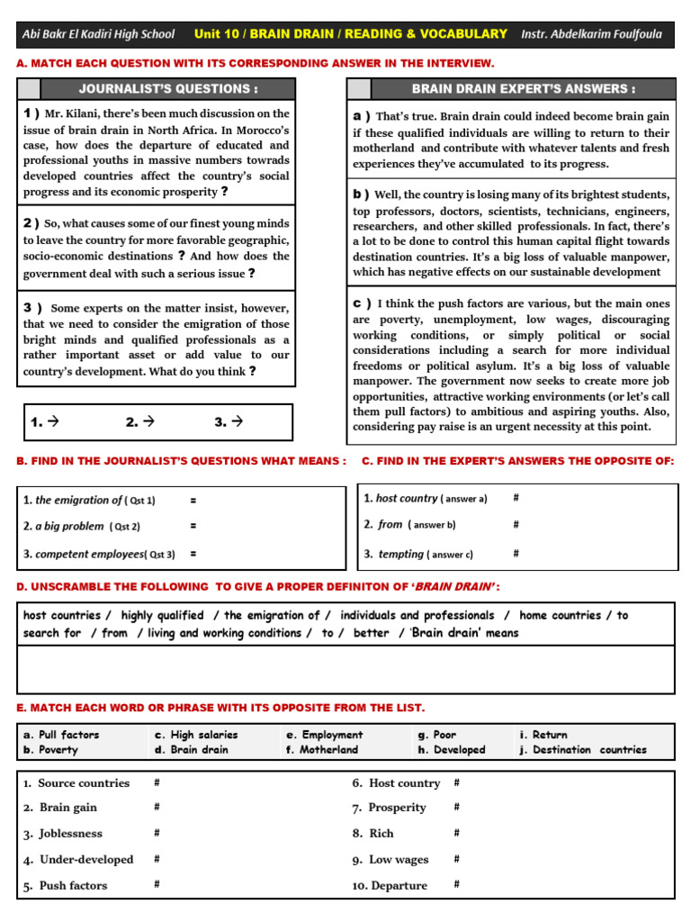 High School Brain Drain Discussion | PDF | Human Capital Flight | Economics
