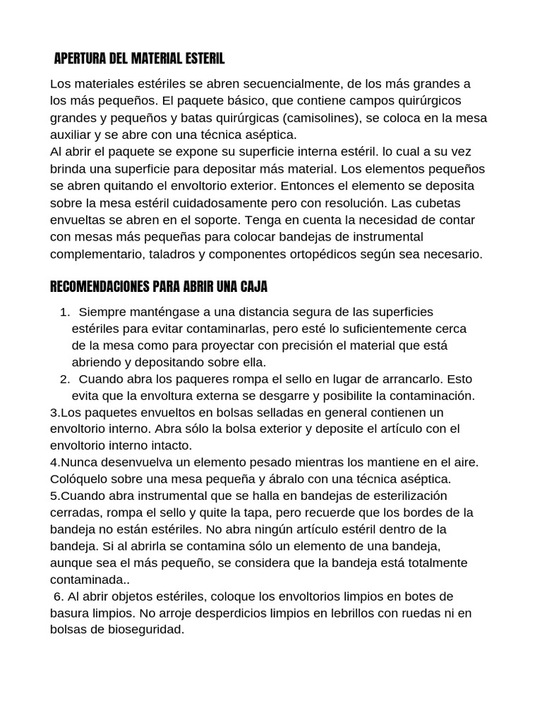 Guía para Manejo de Material Estéril | PDF | Cirugía