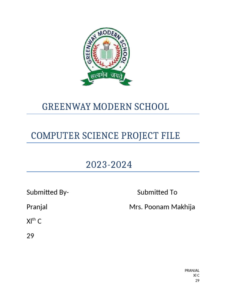 Pranjal Cs Final Project Pdf Python Programming Language