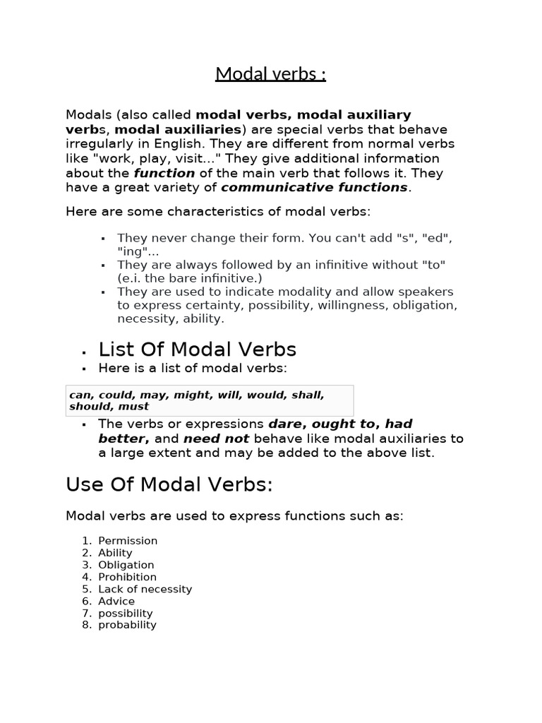 Modal-verbs | PDF | Grammar | Semantics