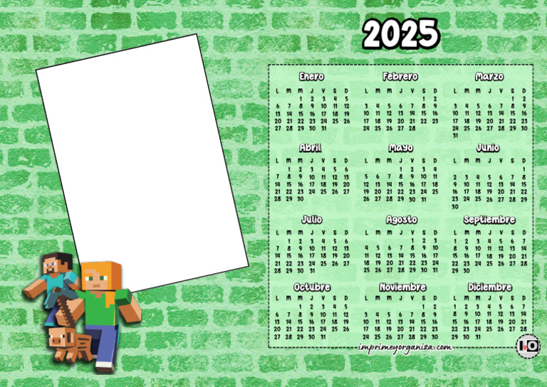 Calendario Minecraft 2025 para Imprimir | PDF