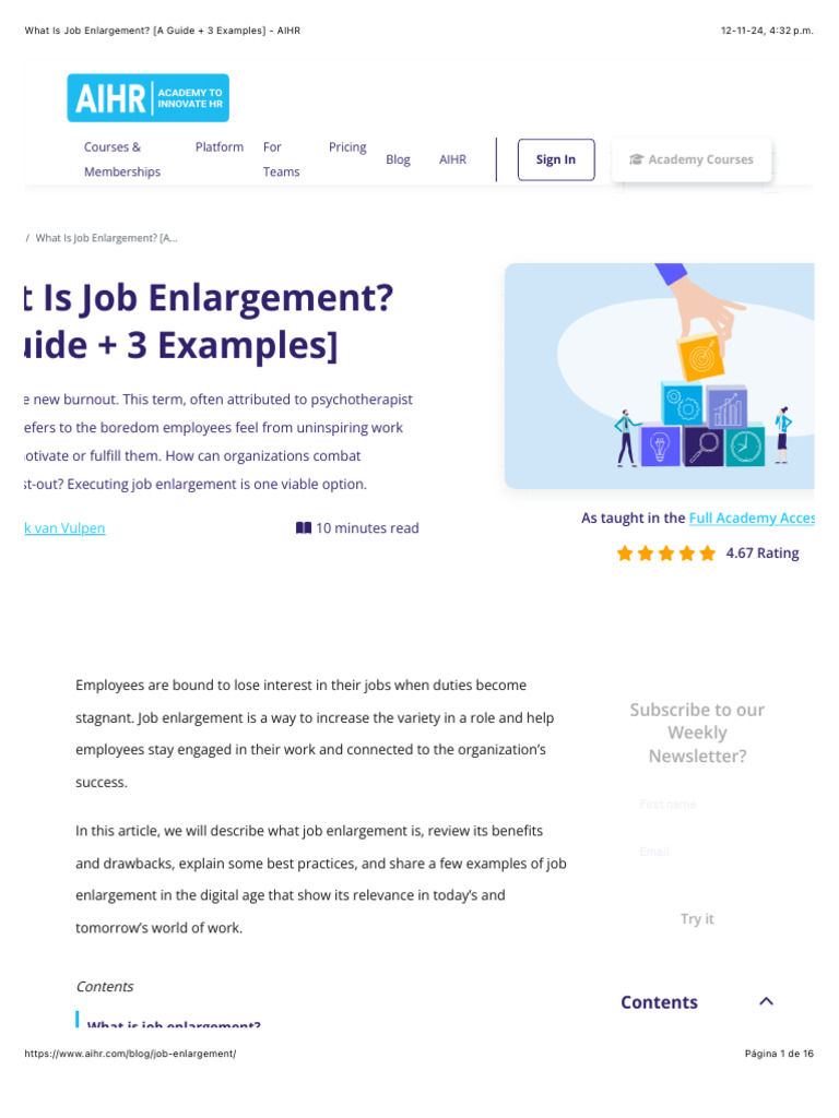 Job Enlargement: Benefits, Types, and Examples | PDF | Employment ...