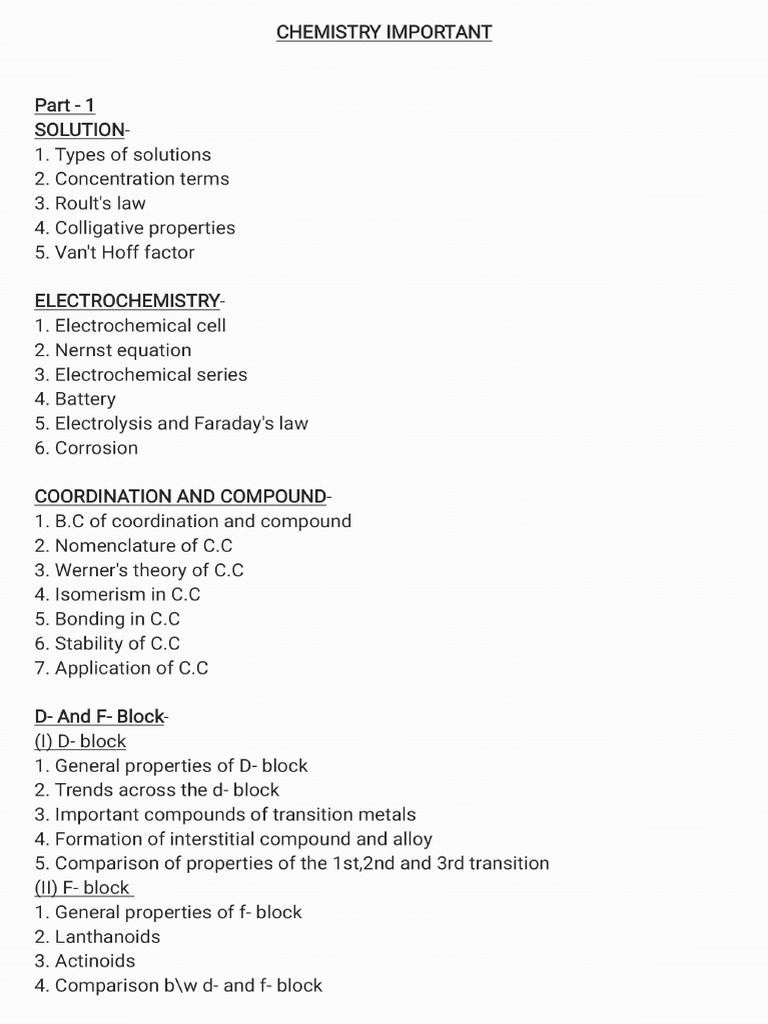 Chemistry Important | PDF