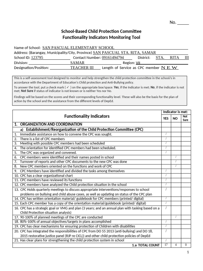 4 - Revised-Cpc-Tool-San Pascual Es 2024 | PDF | Bullying | Child ...