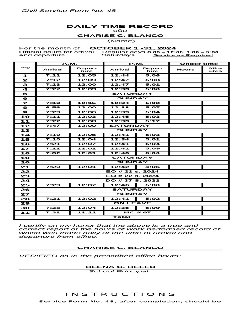 Blanco.c DTR October 2024 | PDF | Public Sphere | Political Law