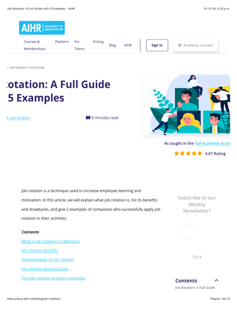 Job Rotation: A Full Guide With 5 Examples - AIHR | PDF | Employment ...