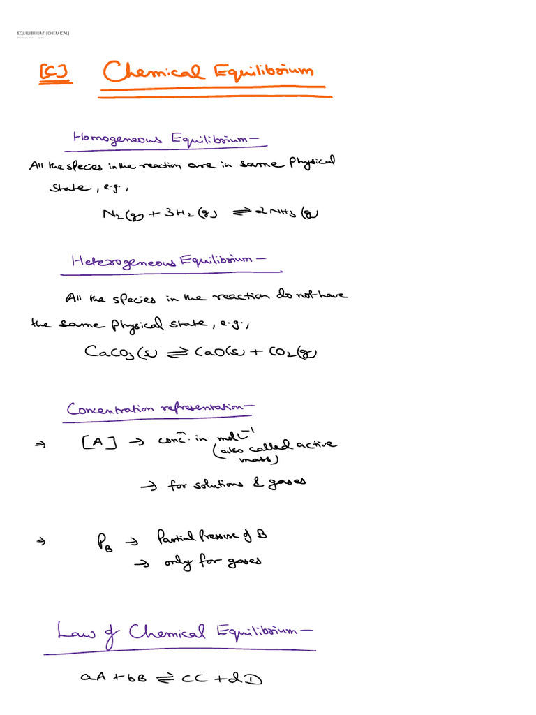 Equilibrium' 2 (Chemical Equilibrium) | PDF
