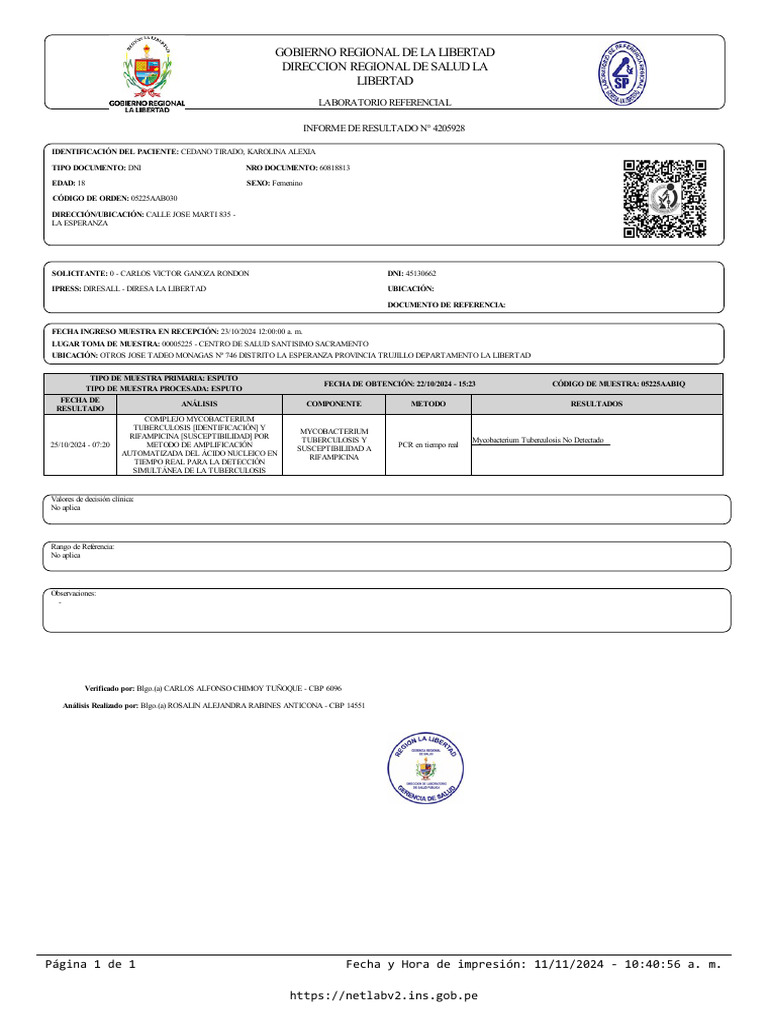 Reporte 05225AAB030 | PDF | Mycobacterium | Tuberculosis